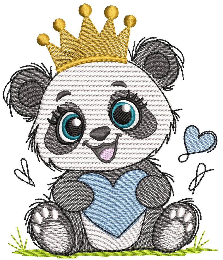 Cuddle Hearts - Panda boy - with & without crown - BeeStitch
